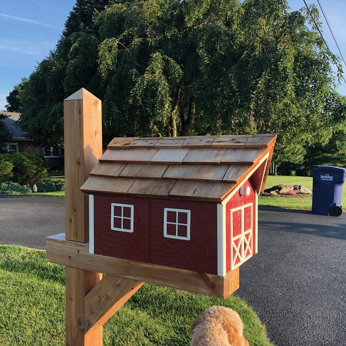 Wooden Amish Barn Mailbox | Cedar Roof | Unique Rustic Outdoor Decor ...